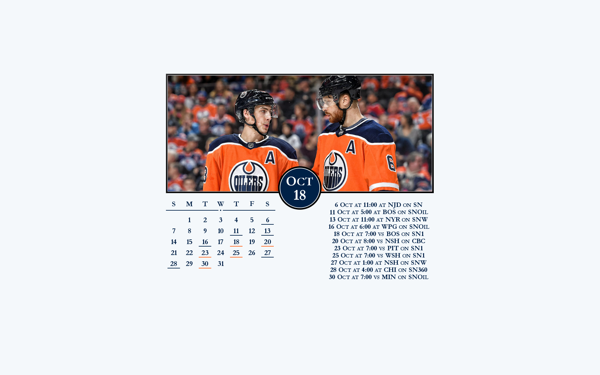 2018-19 Edmonton Desktop Calendar Wallpapers | Turris, the Goal. Ottawa ...